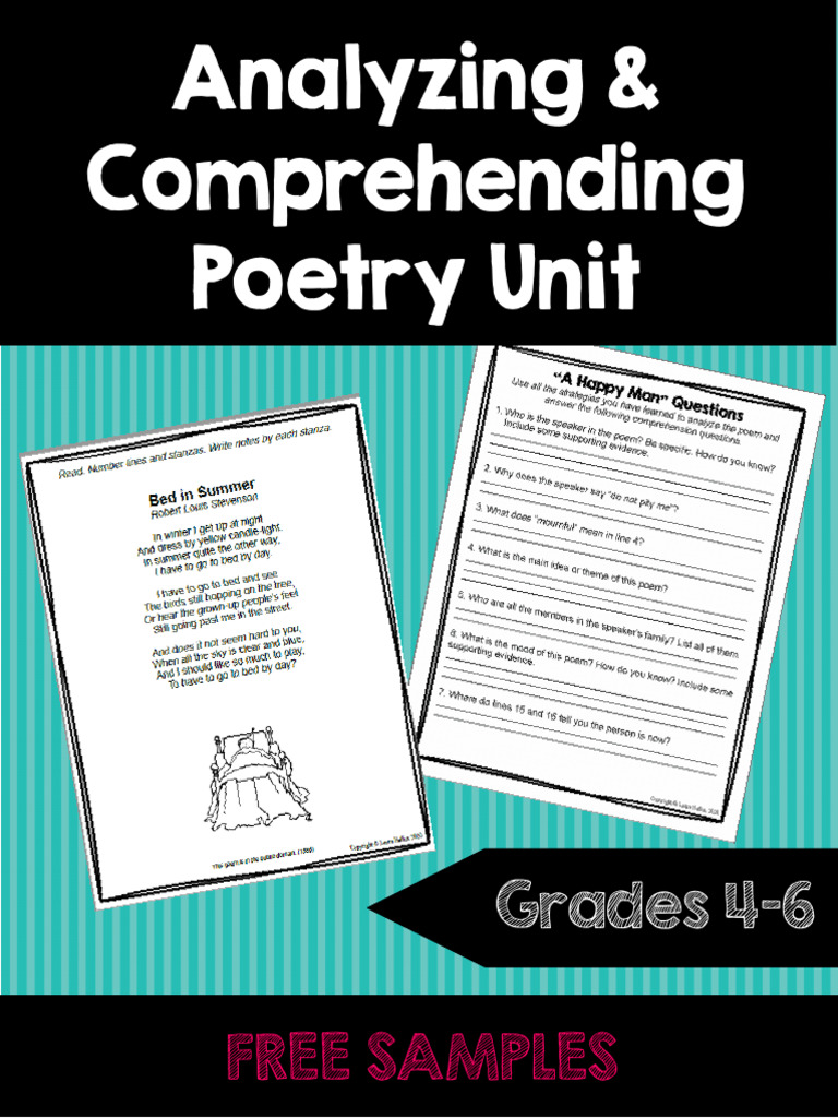 Analyzing & Comprehending Poetry Unit: Free Samples | PDF | Poetry ...