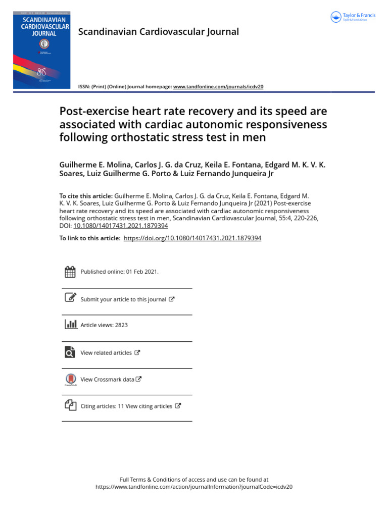 Post-Exercise Heart Rate Recovery and Its Speed Are Associated With ...