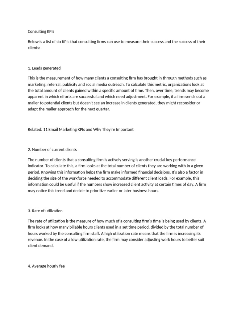 Consulting KPIs-WPS Office | PDF | Performance Indicator | Profit (Economics)