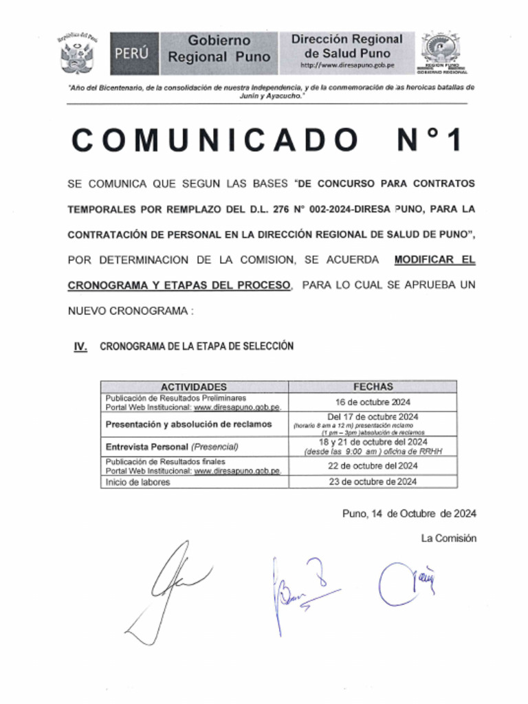 comunicado-1-cronograma-de-la-etapa-de-seleccion | PDF