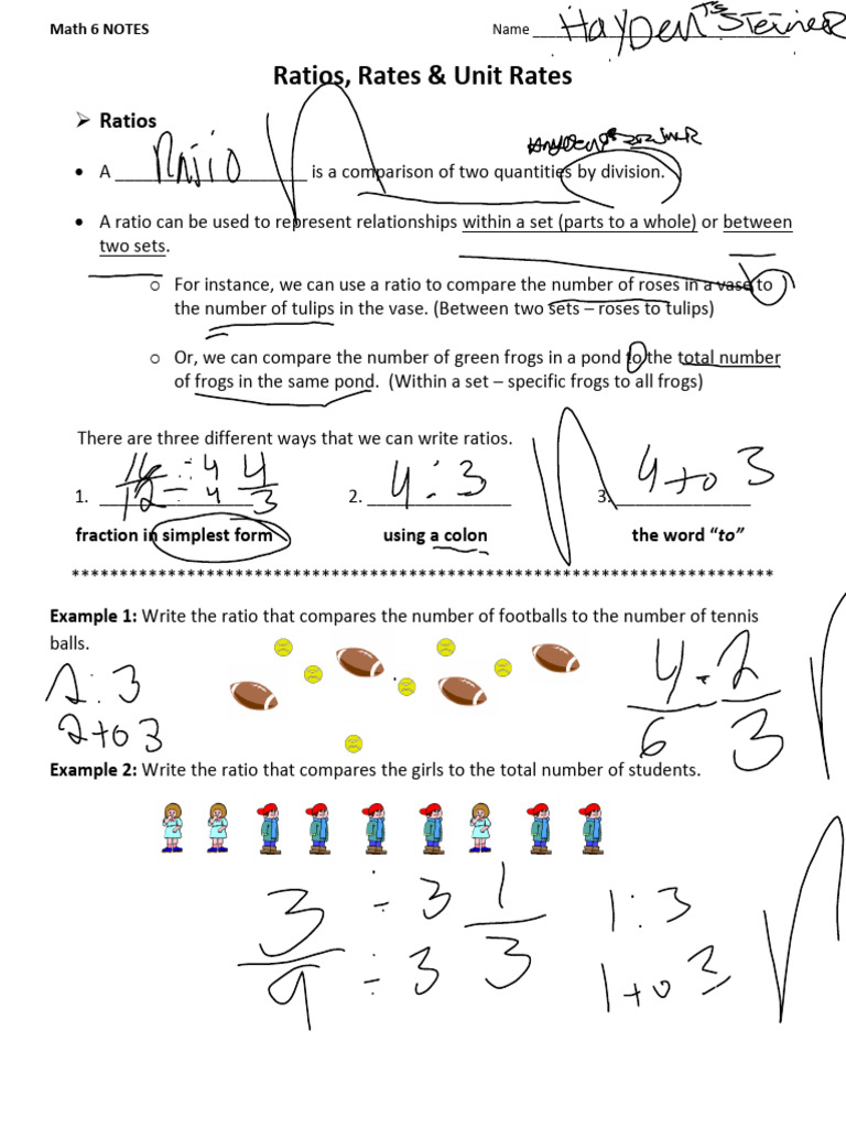 Ratios and Rates: Math 6 Notes | PDF