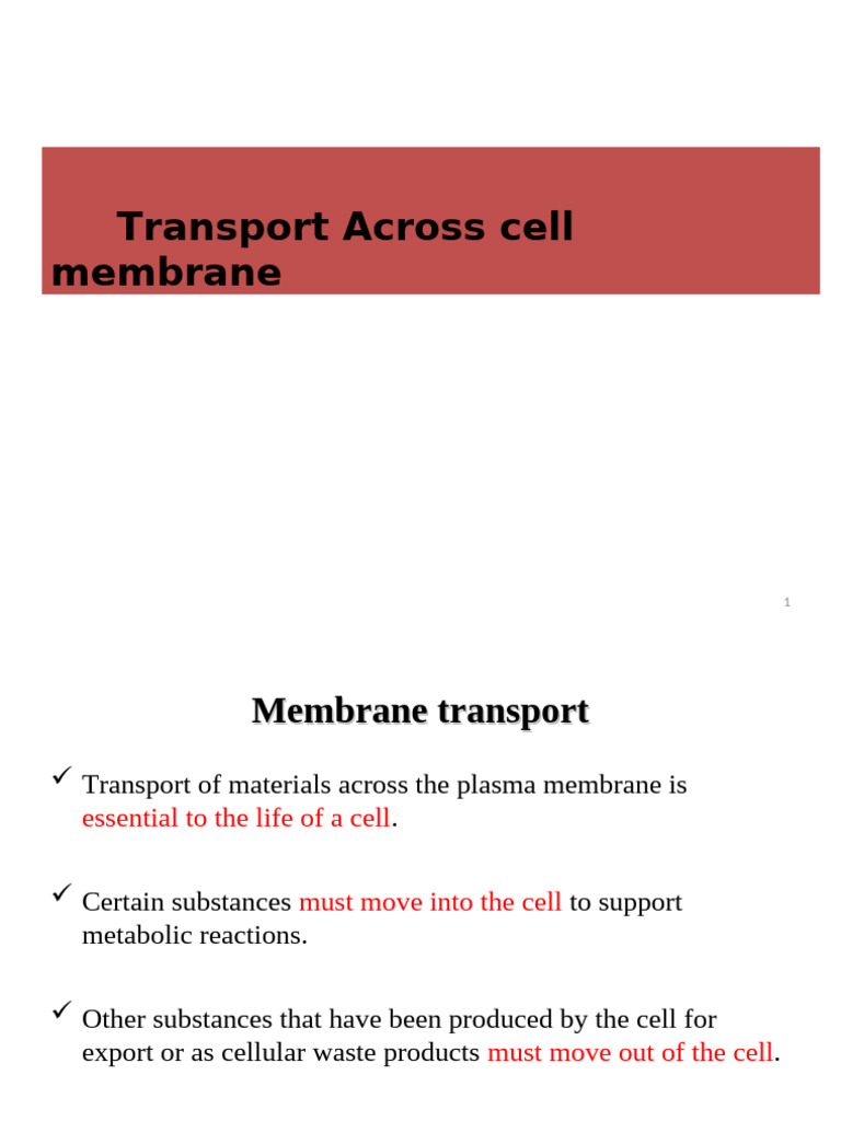 Transport Across Membrane | PDF | Cell Membrane | Osmosis