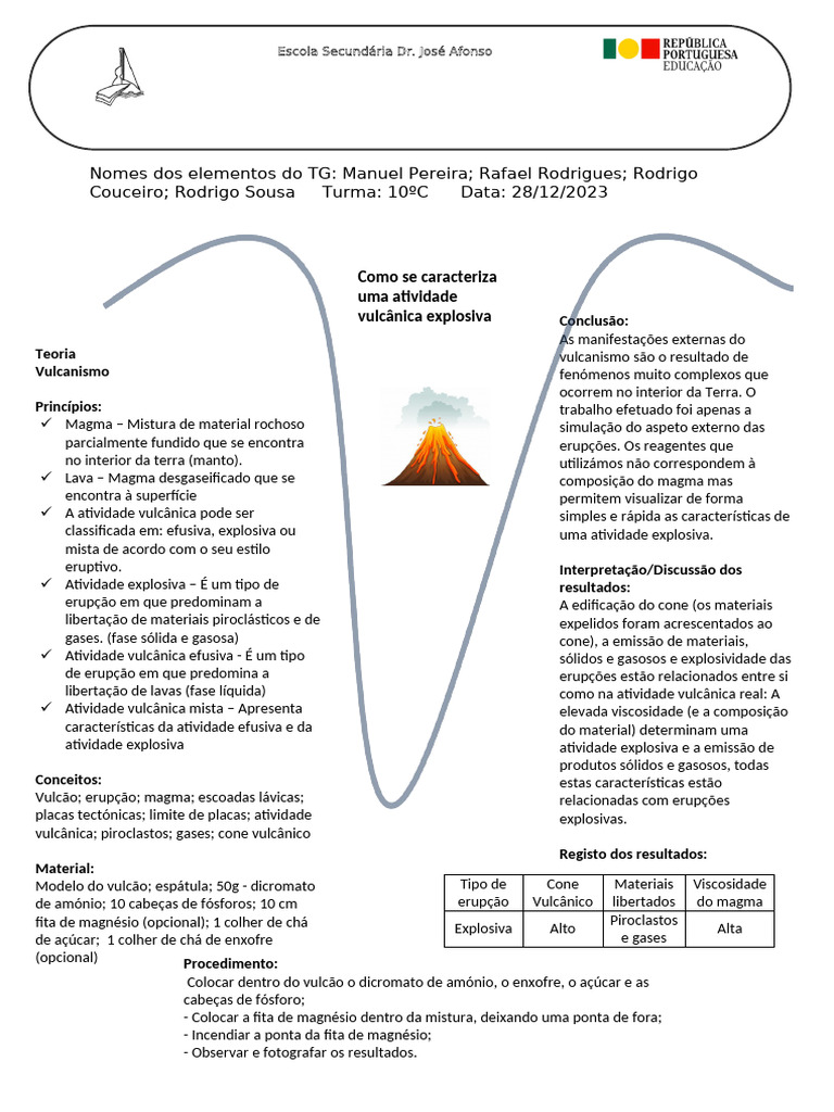 VGowin em Branco (Alunos) | PDF | Vulcão | Tipos de erupções vulcânicas
