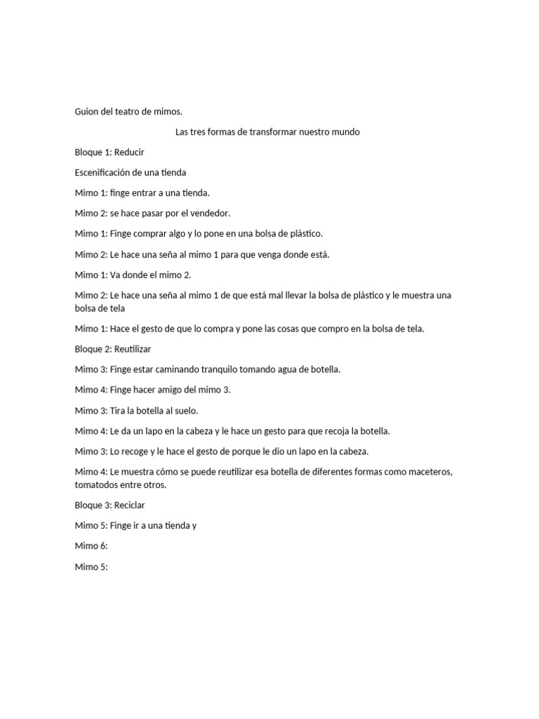 Guion Del Teatro de Mimos | PDF