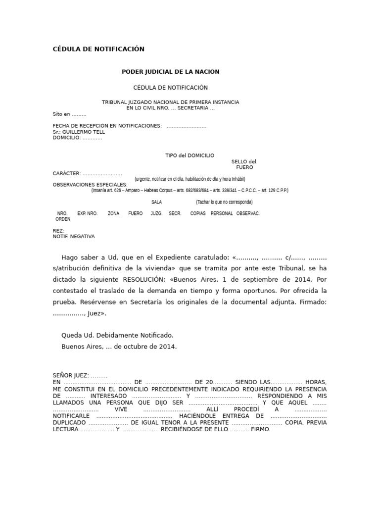Cedula de notificaci¢n | PDF