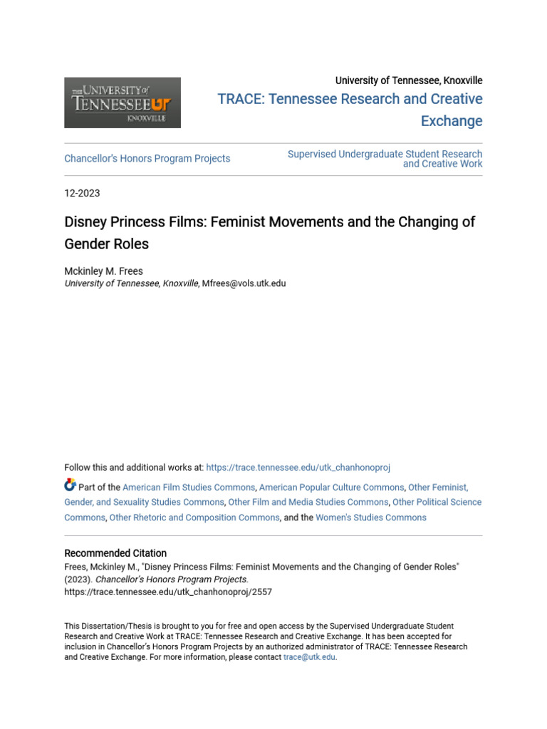Disney Princess Films - Feminist Movements and The Changing of Ge | PDF ...