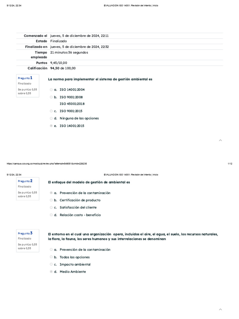 Evaluación SGA 14001 | PDF | Evaluación del ciclo de vida | Business