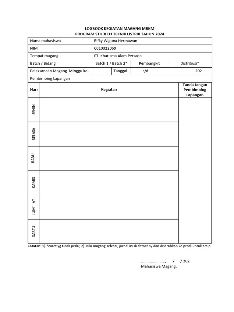 Logbook Magang_TL2024 | PDF