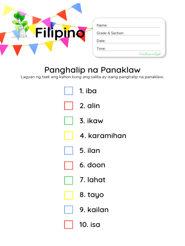 HuntersWoodsPH Filipino Mga Panghalip Na Panaklaw Worksheet For Grade 3 ...