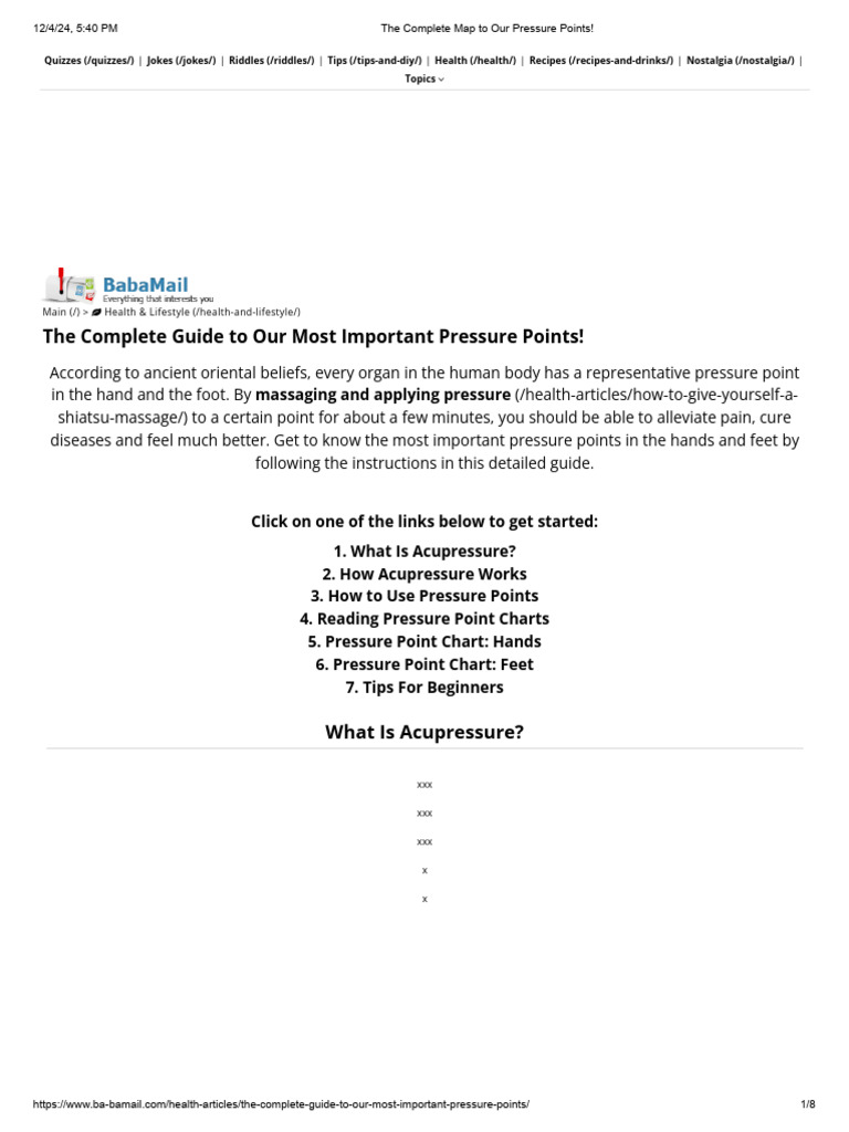 Essential Pressure Points Guide | PDF | Acupressure