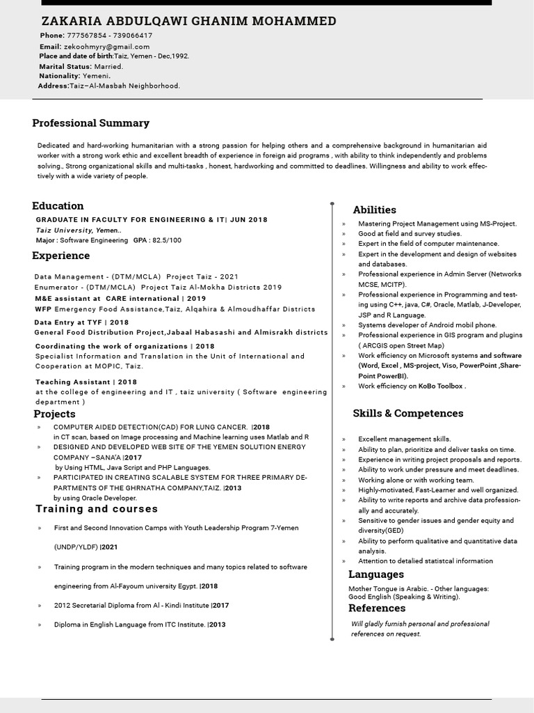Zakaria Mohammed Resume | PDF | Computing | Software