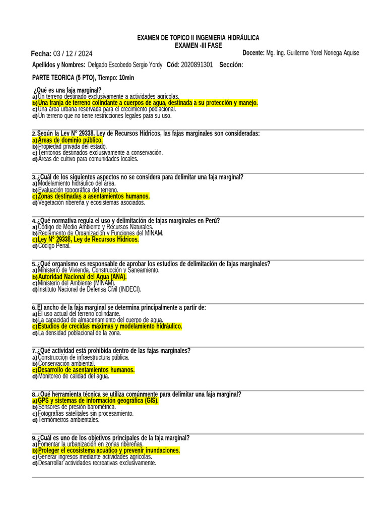 EXA III FASE TOP ING HIDRA 2024 Teorica Ok | PDF | Entorno natural | Sistema de información ...