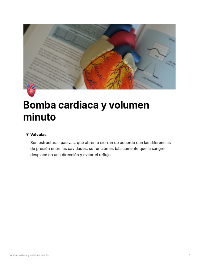 bomba cardiaca y volumen minuto | PDF | Ventrículo (corazón) | Corazón