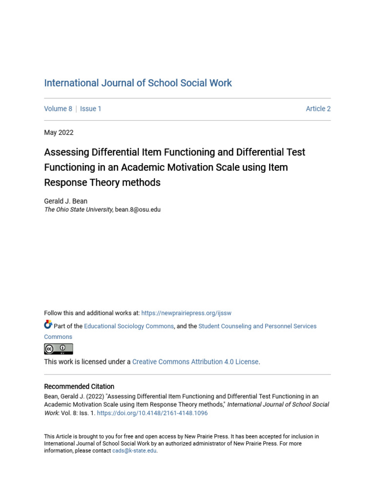 Assessing DIF - DTF in An Academic Motivation Scale Using IRT Methods | PDF | Effect Size | P Value