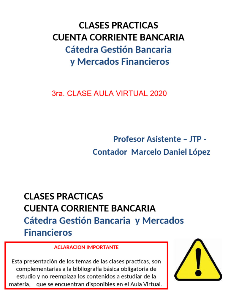 3rra. Clase Virtual Cta Cte Banc. CR Marcelo Lopez | PDF | Cheque | Bancos