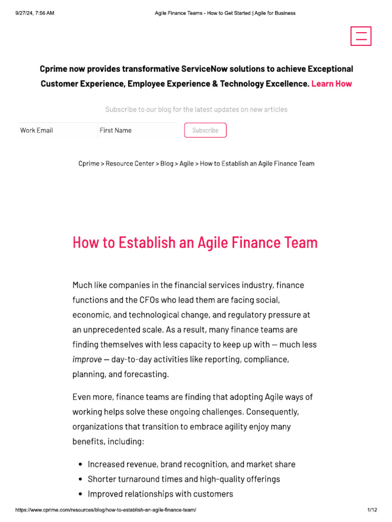 How To Establish An Agile Finance Team | PDF