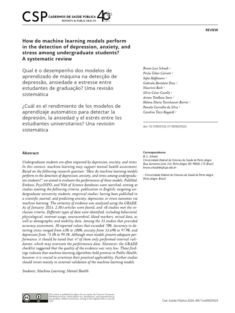 How Do Machine Learning Models Perform | PDF | Mental Disorder ...