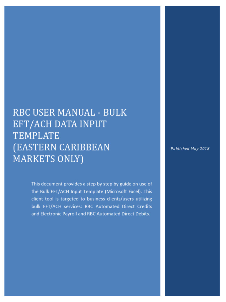 RBC Bulk EFT/ACH Input Guide | PDF | Spreadsheet | Microsoft Excel