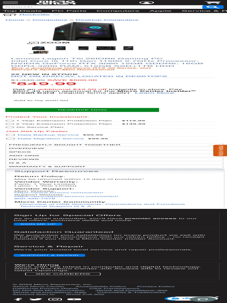 Lenovo Legion T5i 26IOB6 Gaming PC; Intel Core i5 11th Gen 11500 2.7GHz Processor; NVIDIA ...