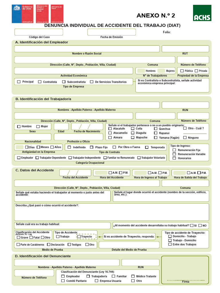 Formulario DIAT: Guía de Llenado | PDF