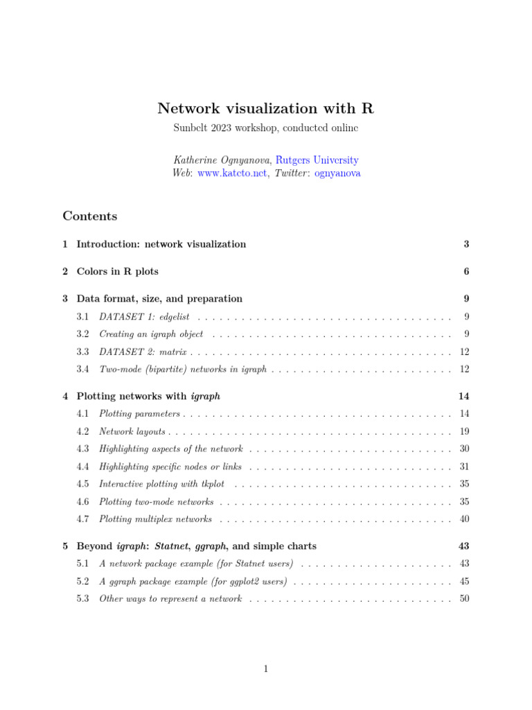 R Network Visualization Workshop | PDF | Vertex (Graph Theory ...