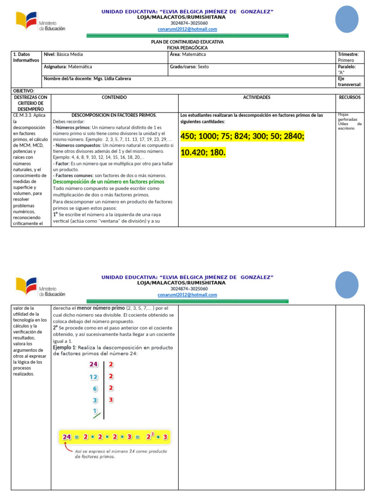Fichas Pedagogicas Plan de Continuidad-7mo Grado | PDF | Asunto (gramática) | Importar