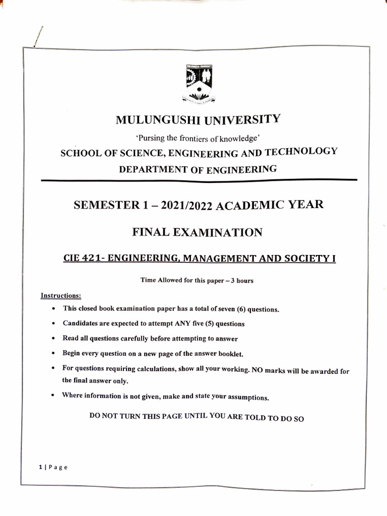 CIE 421-Eng Mang & Soci Final 2021 (1) | PDF | Debits And Credits ...