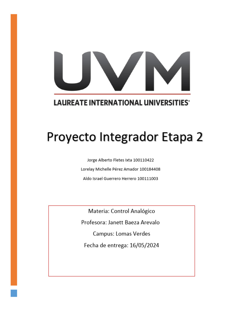 U4 - ProyectoIntegrador - E2 Final | PDF | Matemáticas Aplicadas