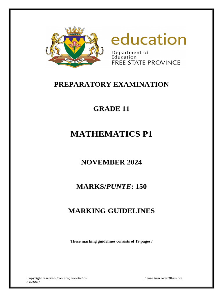 GR 11 MATHS P1 MARKING | PDF | Mathematics | Mathematical Analysis GR 11 MATHS P1 MARKING | PDF | Mathematics | Mathematical Analysis