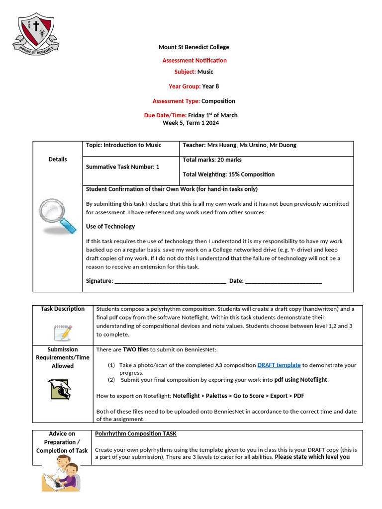 Year 8 Polyrhythm Composition Task | PDF | Musical Compositions ...