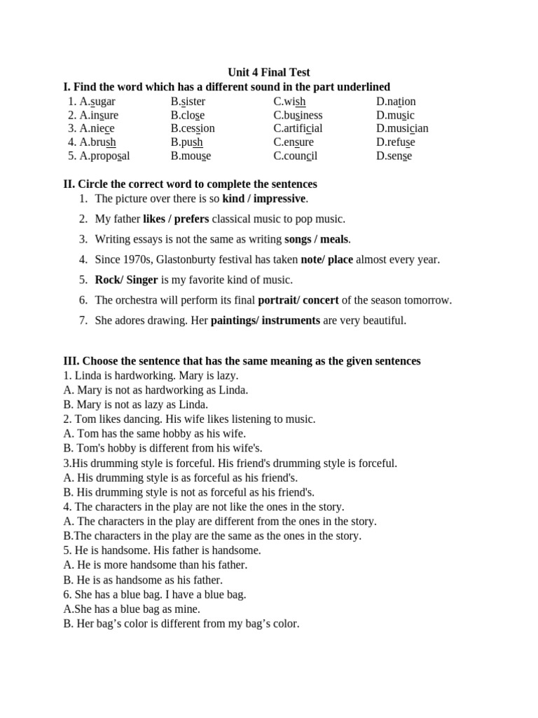 Unit 4 Final Test | PDF