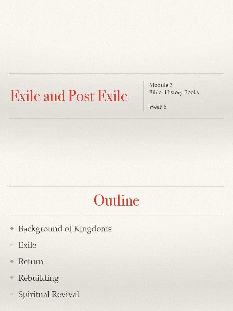 (Copy) M2W5 - Exile & Post Exile | PDF | Babylonian Captivity | Books Of Kings