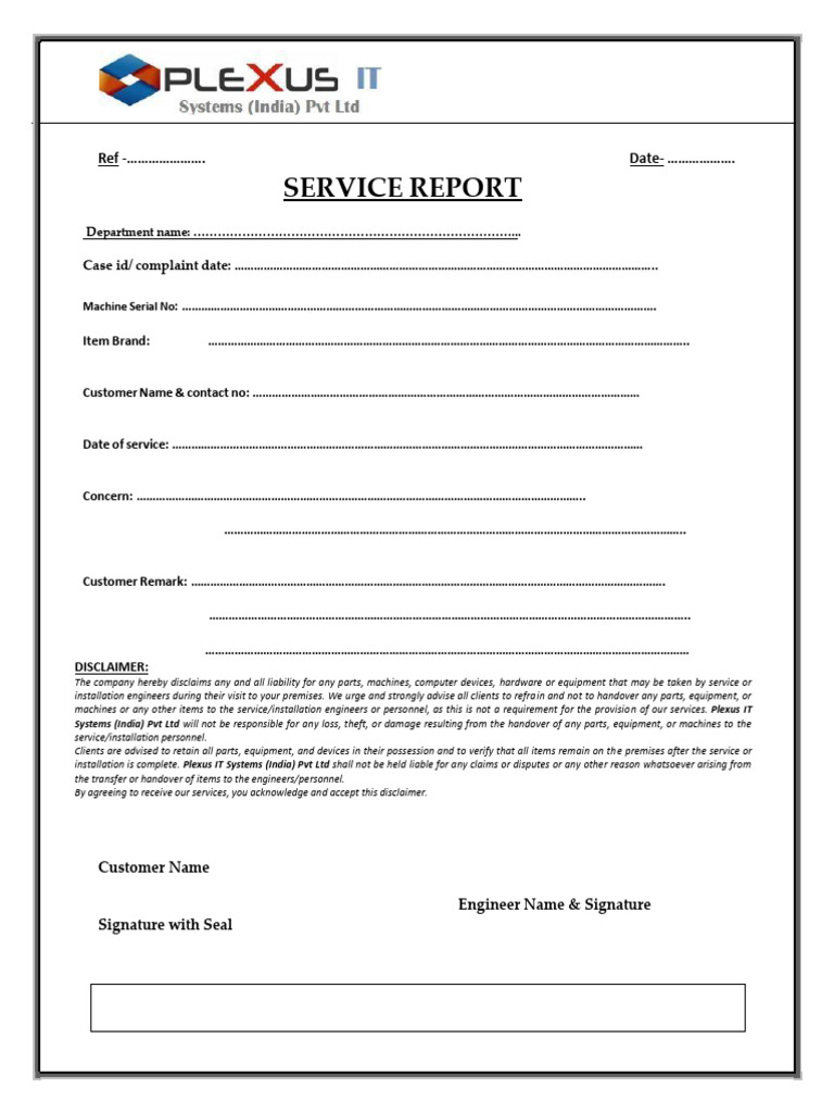 Plexus Service Report New 2 Disclaimer (NEW) | PDF