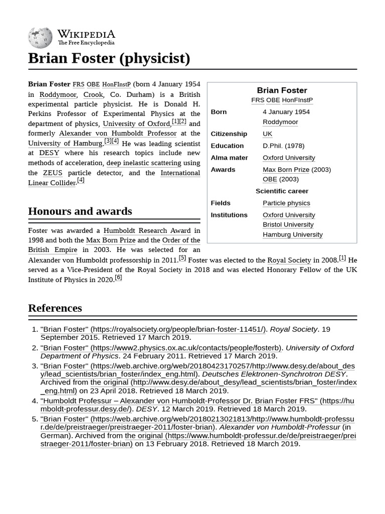 Brian_Foster_(physicist) | PDF | Physics | Particle Physics