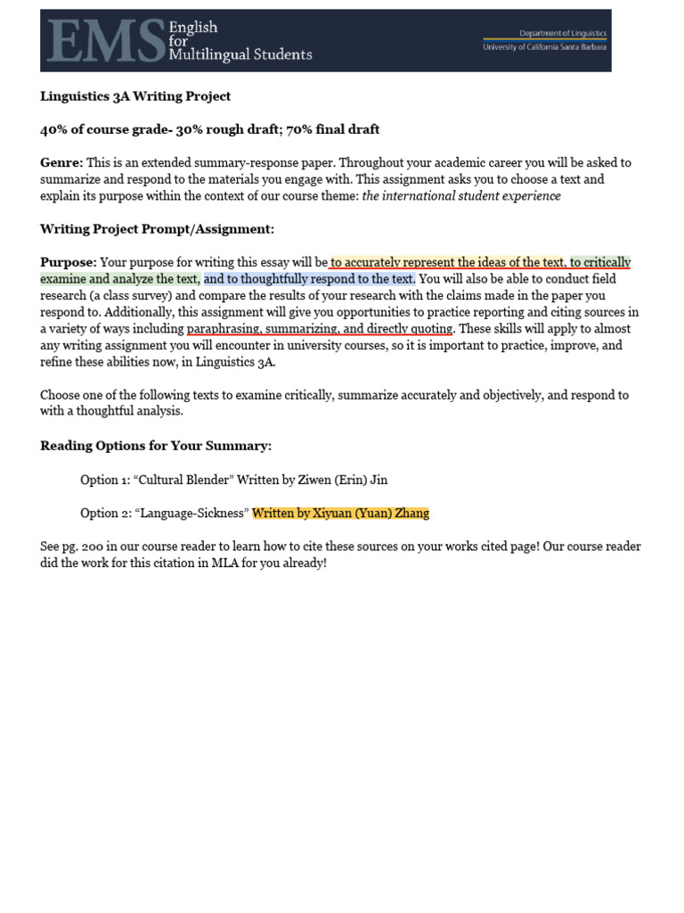 Webb - Ling 3A Writing Project | PDF | Argument | Essays