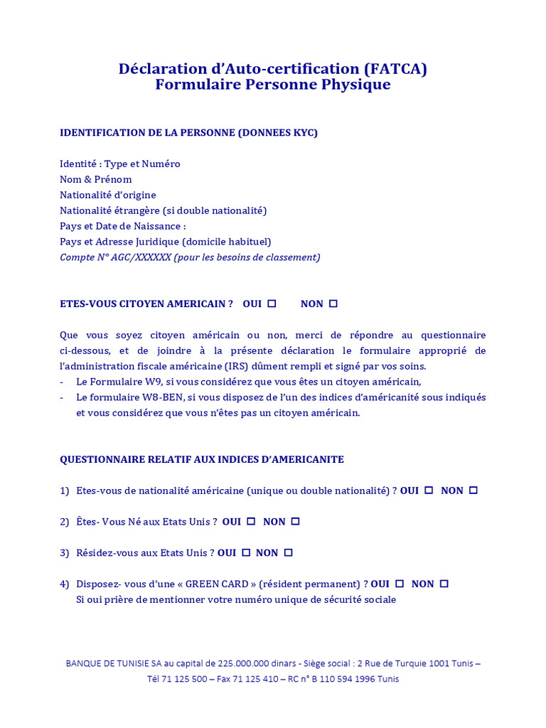 Fiche Fatca | PDF