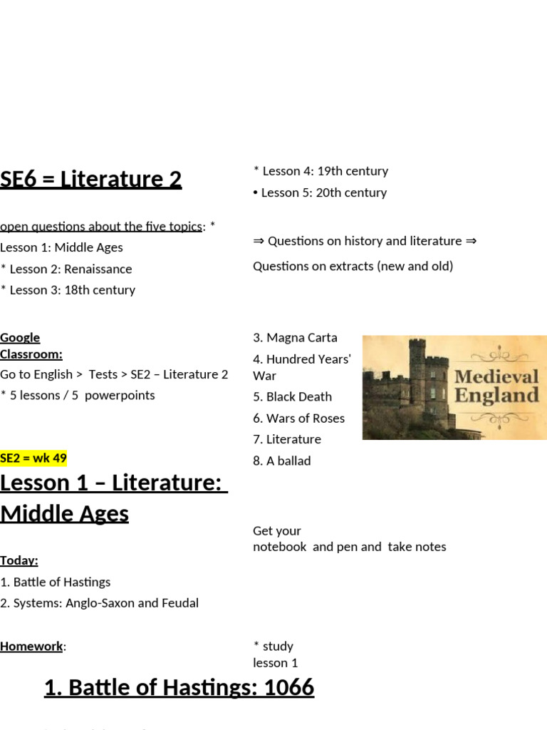 Middle Ages - Lesson 1 | PDF | House Of Lancaster | Magna Carta