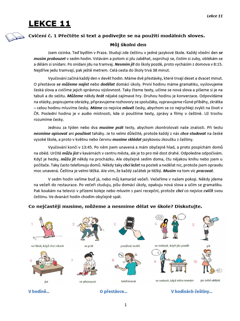 LEKCE 11 Předložky Škola | PDF