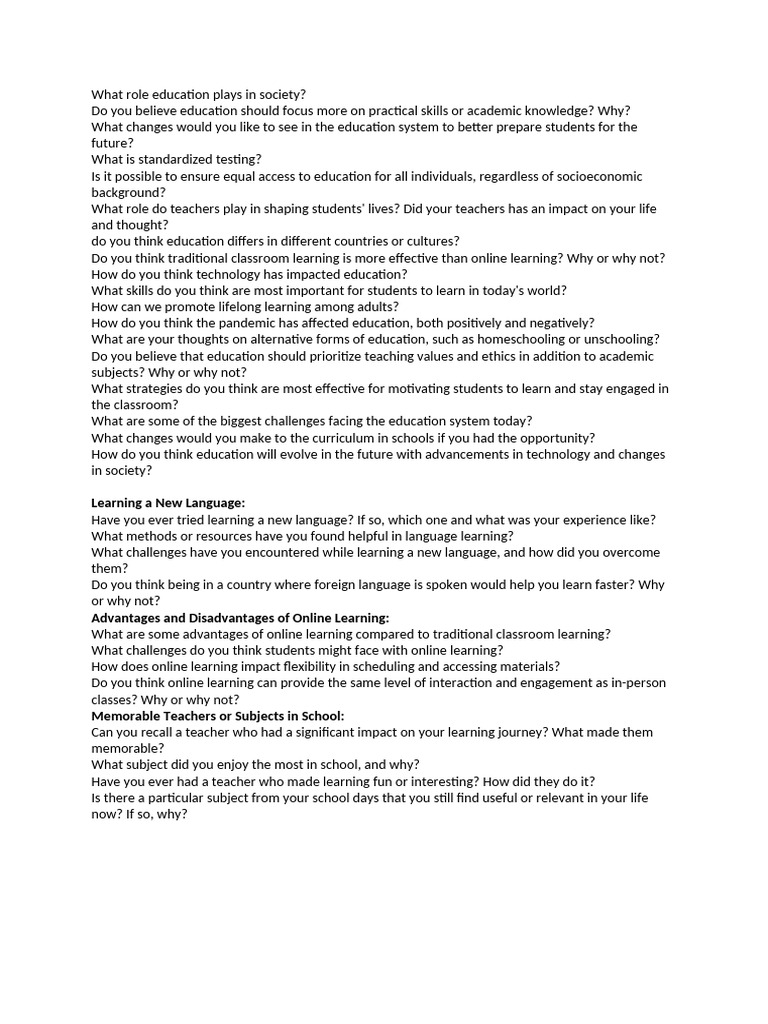 Education Speaking Topic | PDF | Learning | Educational Technology