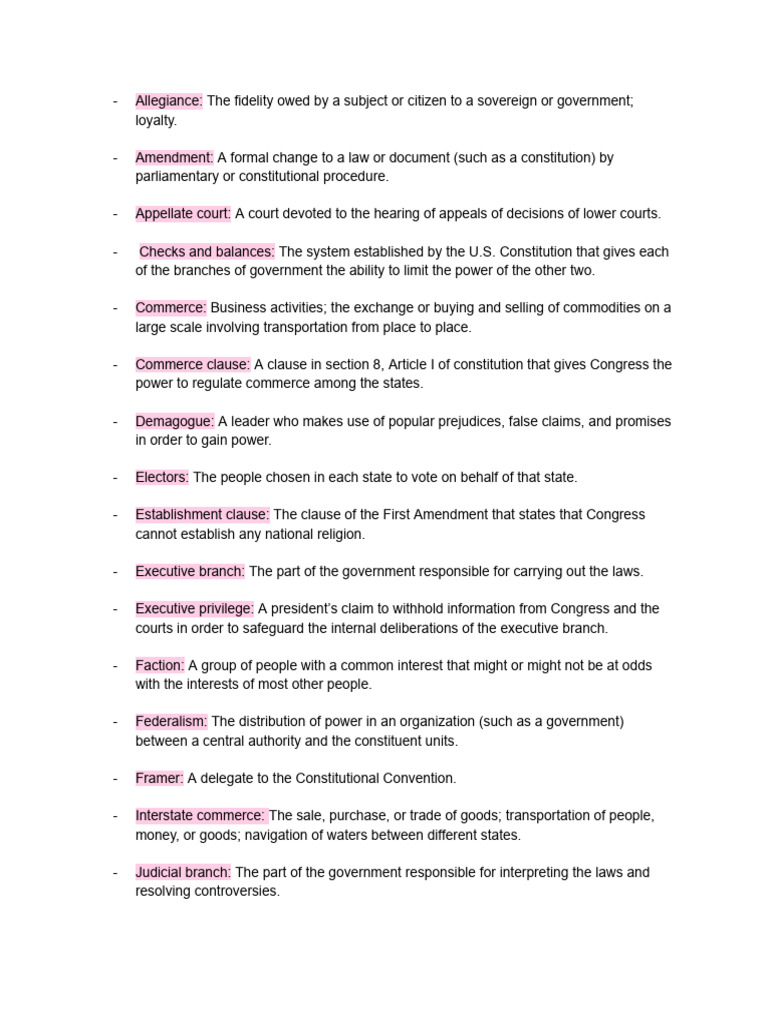 chapter 3 key terms | PDF | Article One Of The United States ...