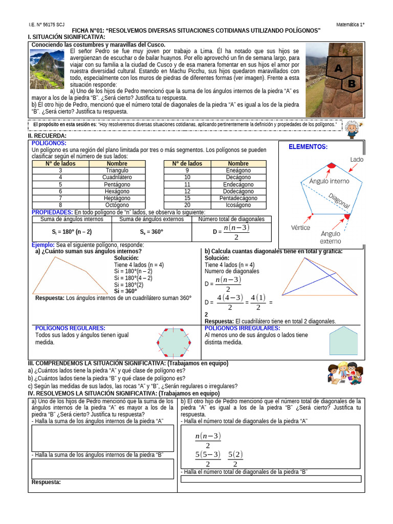2024.10.15 Ficha Poligonos | PDF | Ángulo | Formas geométricas