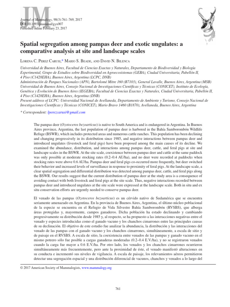Pampas Deer vs. Exotic Ungulates | PDF | Cattle | Wild Boar