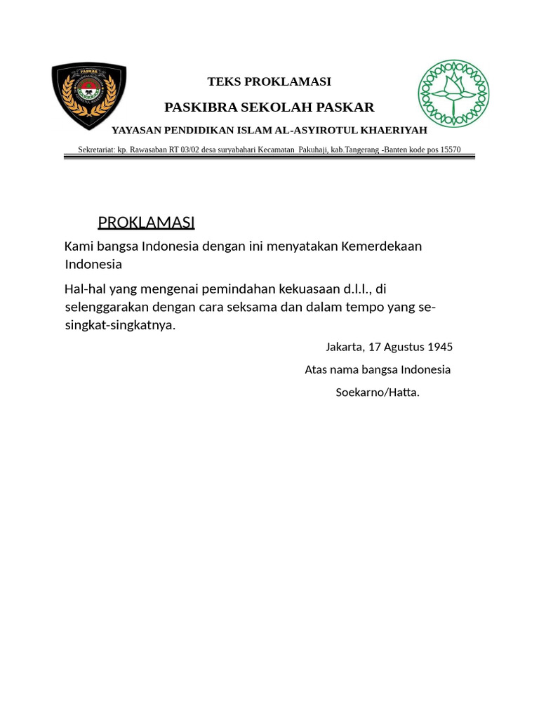 Proklamasi Kemerdekaan Indonesia 1945 | PDF