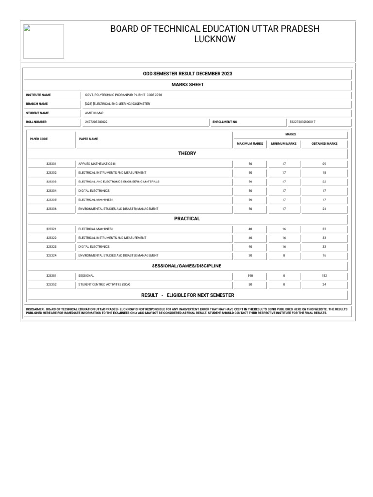 Amit 3rd Sem Result | PDF | Electromagnetism | Computer Engineering