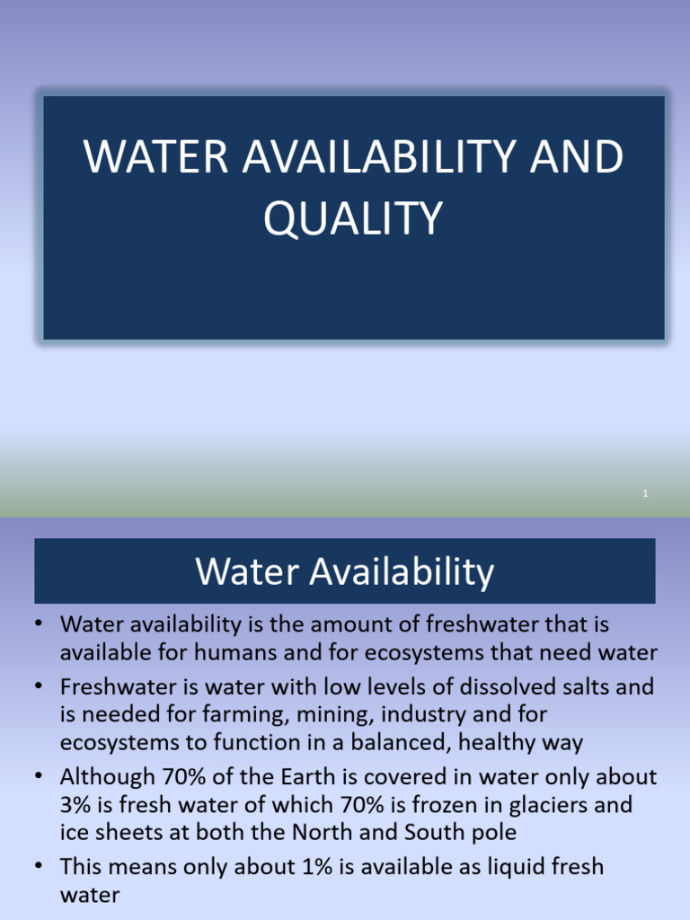1. Water Availability and Quality | PDF | Fresh Water | Water