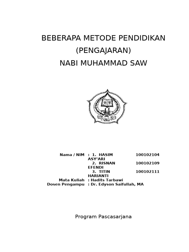 MAKALAH METODE PENDIDIKAN NABI MUHAMMAD | PDF