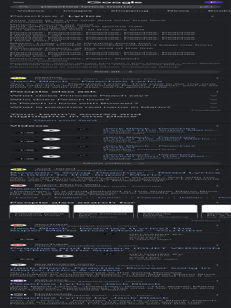 Peaches Lyrics Mario - Google Search | PDF | Mario | Nintendo Franchises