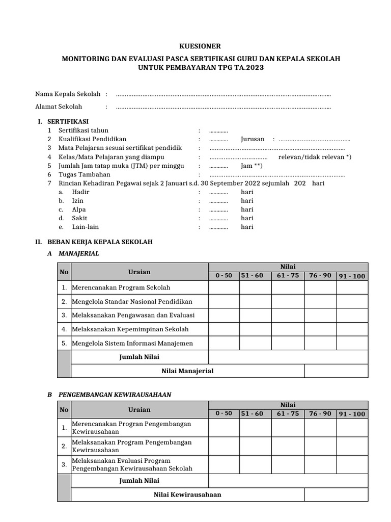 Instrumen Monev Pascasertifikasi 2022 - Oc | PDF