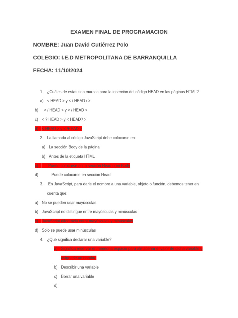 Examen Juan David Gutiérrez Polo | PDF | Script Java | Variable (informática)