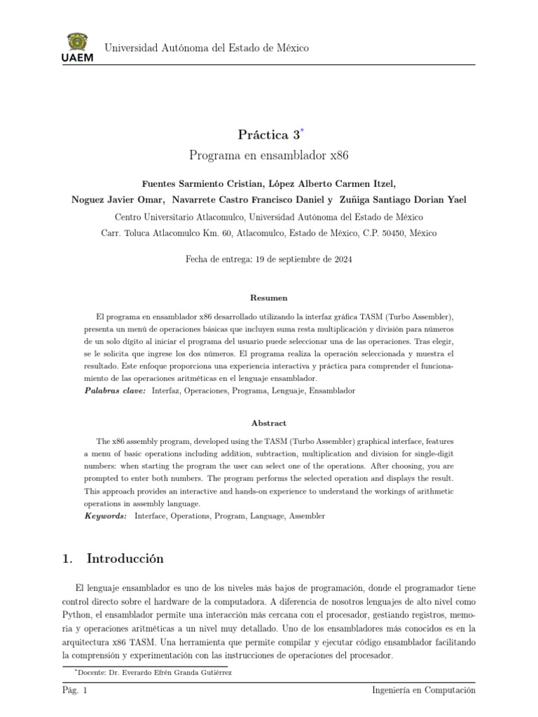Práctica - 03 - Omar Noguez | PDF | Lenguaje ensamblador | Programación